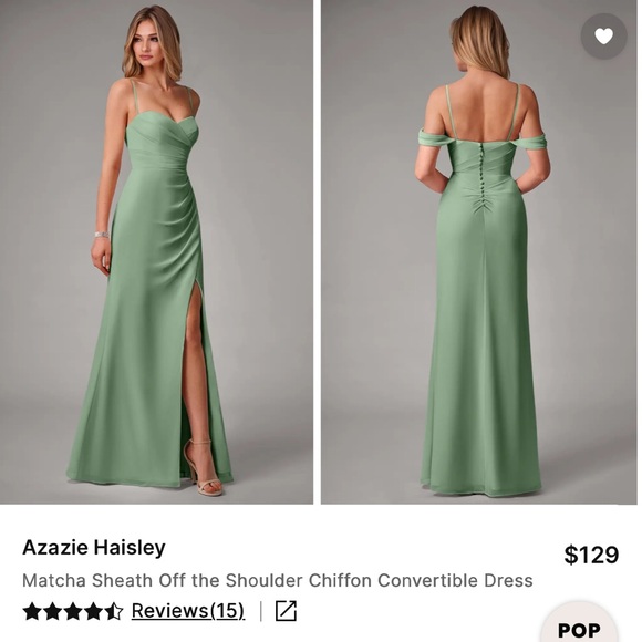 Azazie | Dresses | Azazie Haisley Matcha Off The Shoulder Chiffon ...